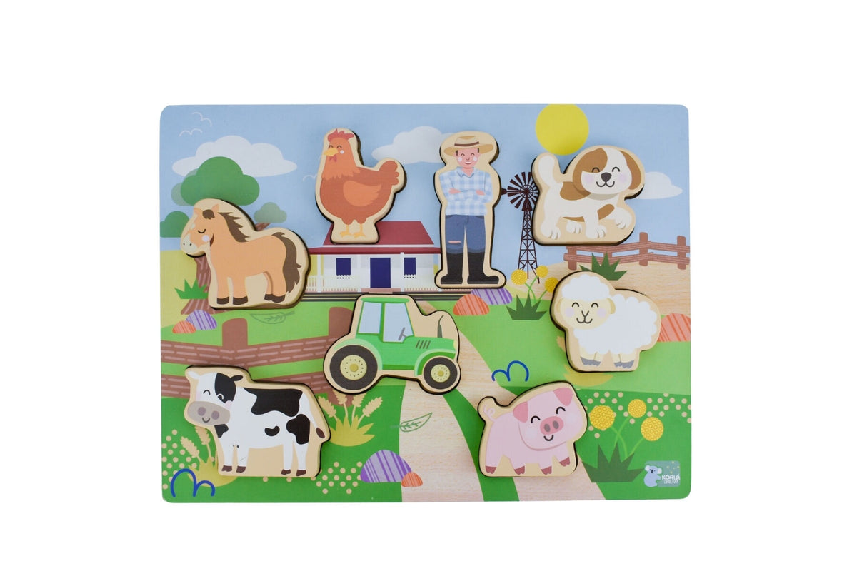 Wooden Chunky Puzzle: Aussie Farm Animals – The Sensory Studio