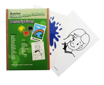 Auslan Childrens Flash Cards - Descriptive Signs (Colours & Shapes ...